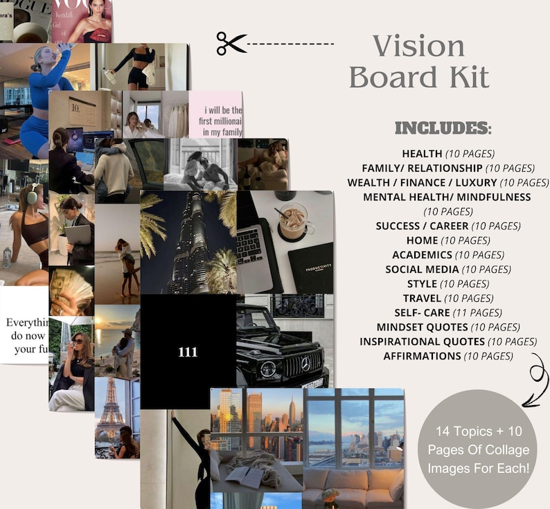 2025 Vision Board Printables, Vision Board Kit, Collage Kit, 2025 Goals ...
