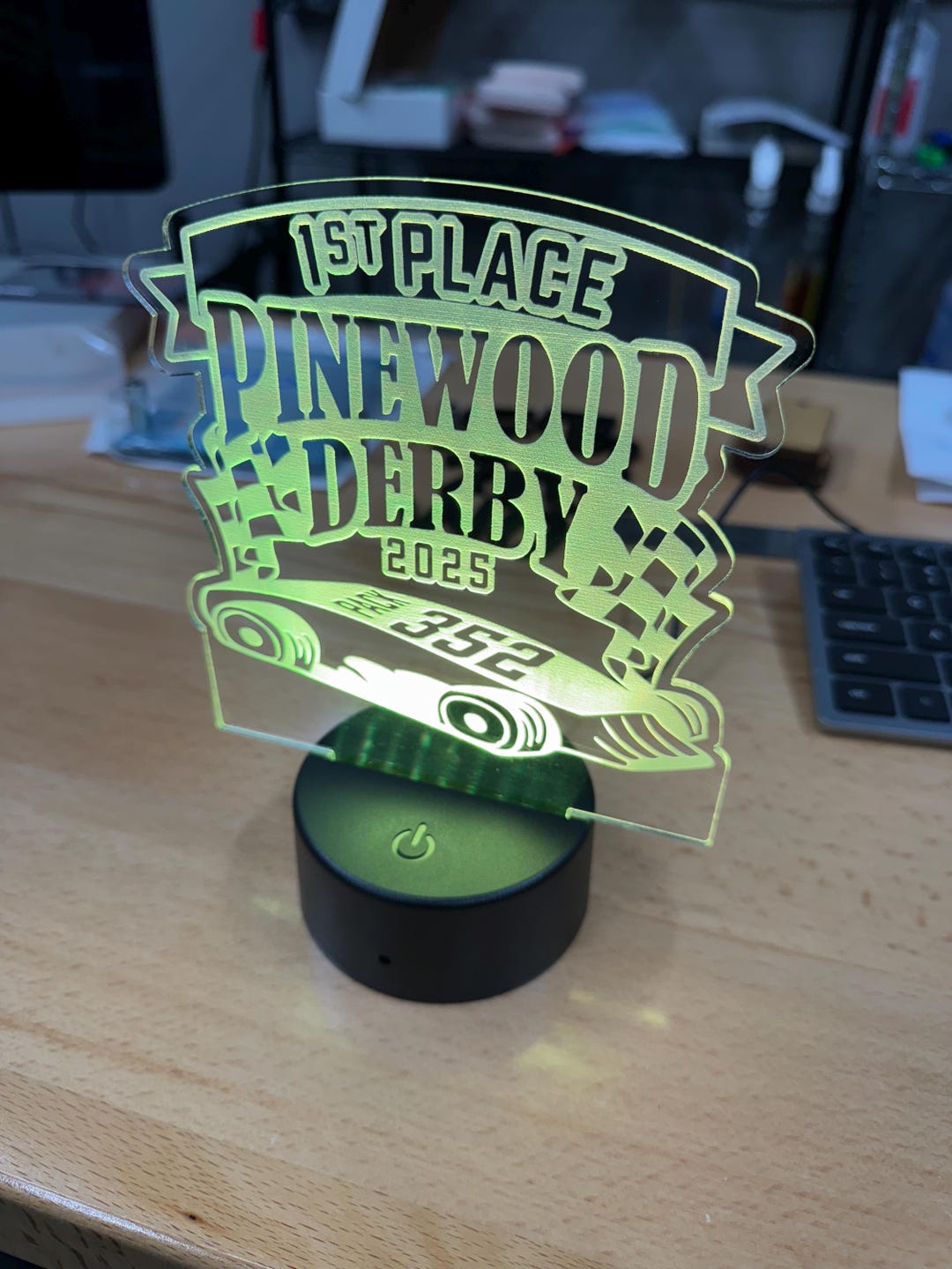 Custom Acrylic LED Pinewood Derby Trophy Unique Light-up Award for ...