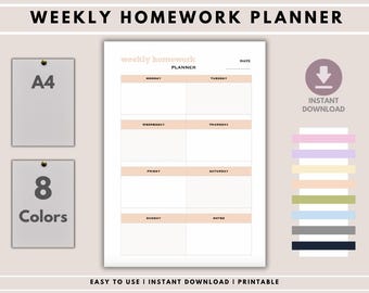 Bright & Fun Homework Tracker Printable - Organize Assignments | Boost ...