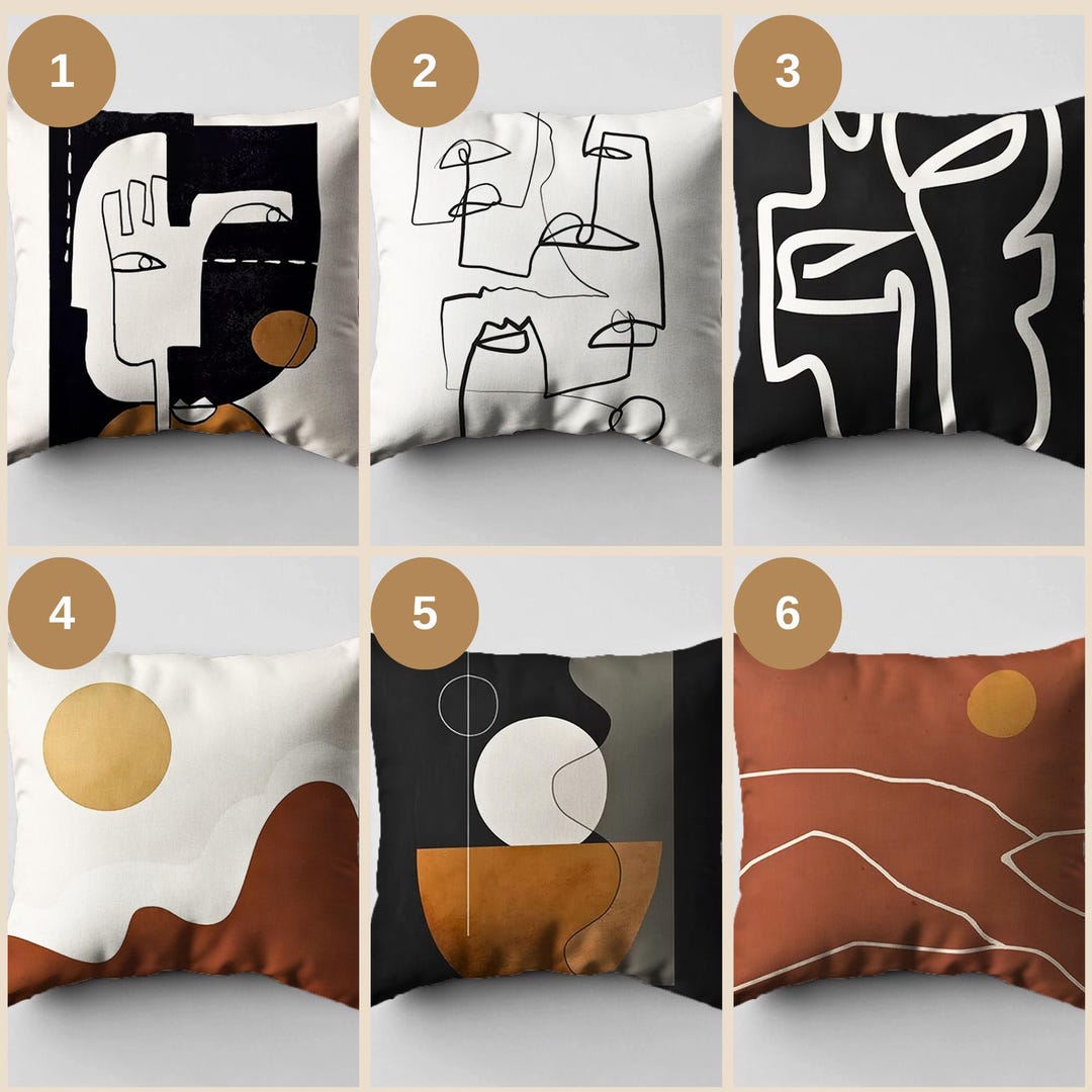Abstract Line Art Pillow Cover, Nordic Geometric Cushion, Modern Decor ...