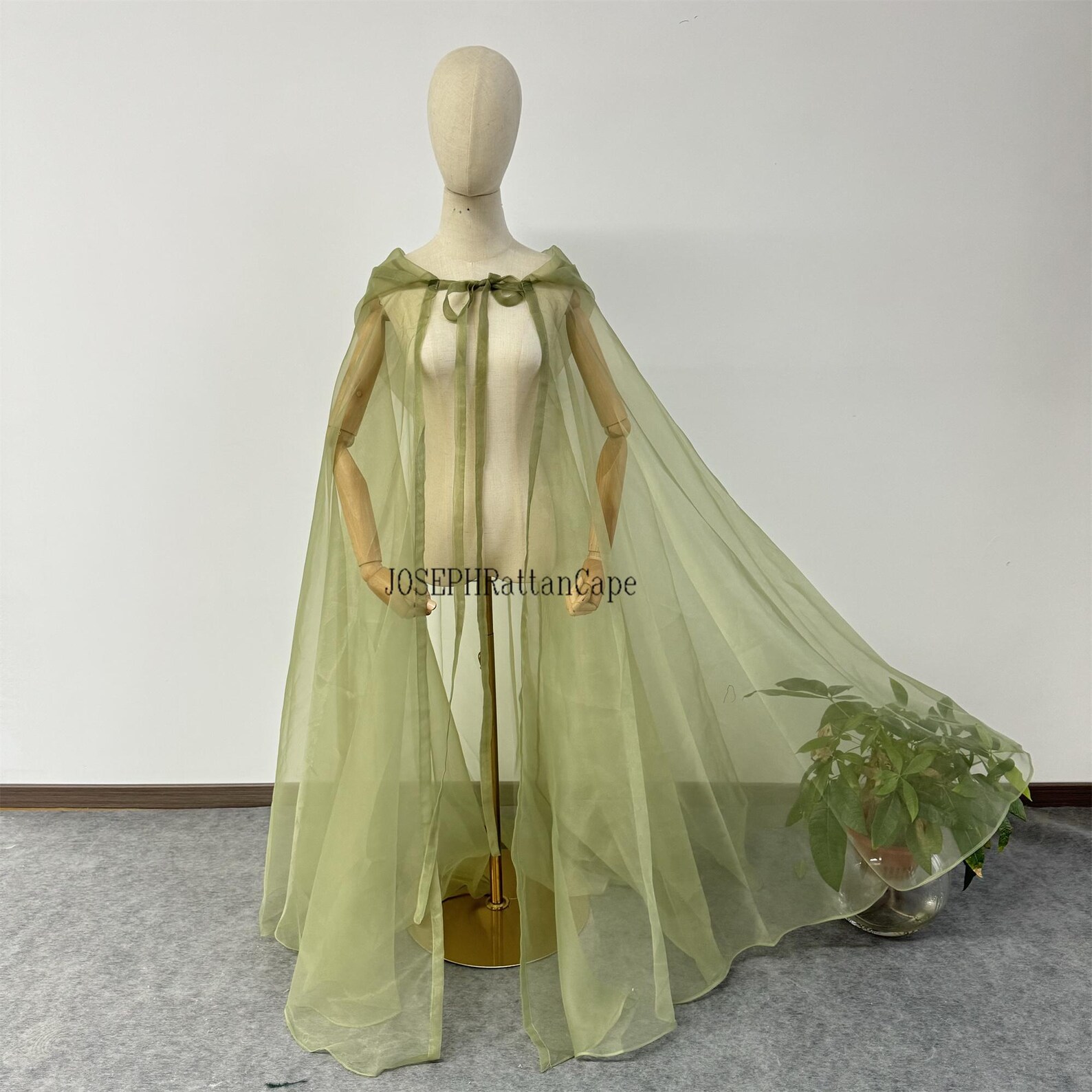 Green Hooded Cape, Organza Cape With Bandage, Dress Accessories, Cover ...