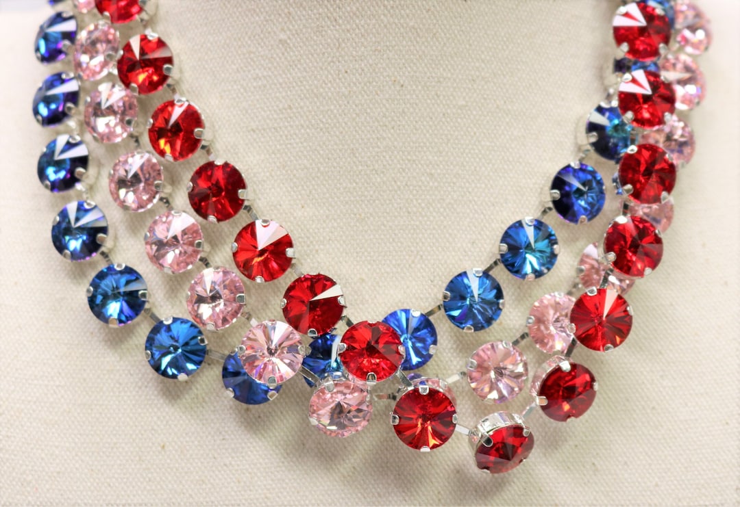 Ruby Red Necklace Anna Wintour Blush Pink Georgian Collet Sapphire Blue ...