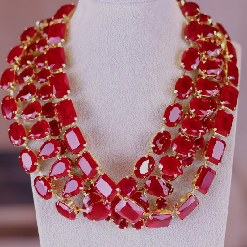Red Ruby Chunky Necklace - Etsy