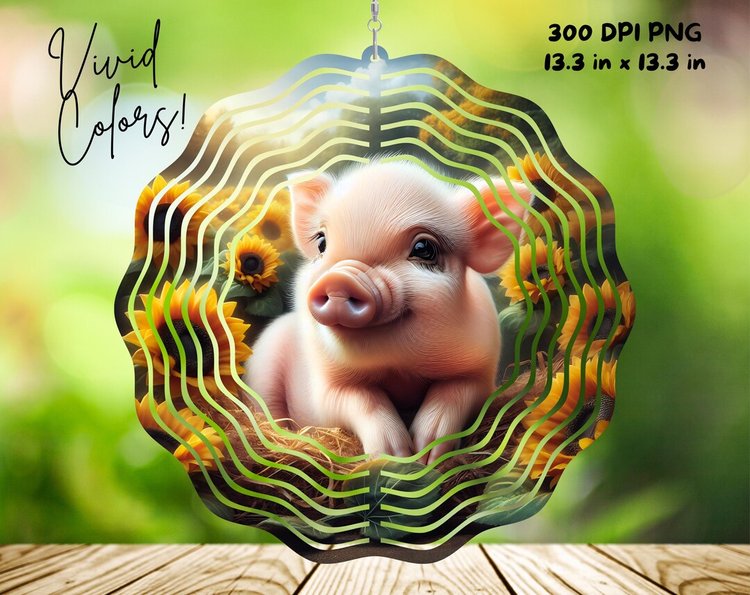 Baby Pig Cute Wind Spinner PNG, Sunflowers Farm Wind Spinner ...