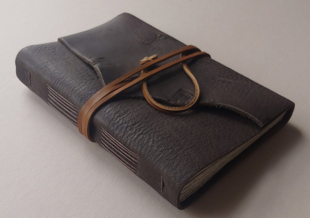 Rugged Distressed Leather Journal 5.5"x 7.5" Charcoal Gray Leather ...