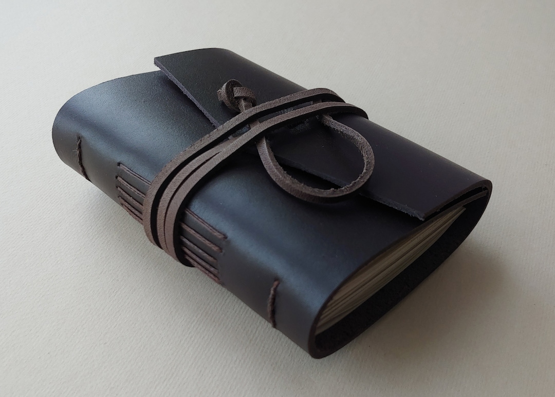 Small Leather Journal 3.5"x 4.5" Lined Pages Dark Brown Small Leather ...