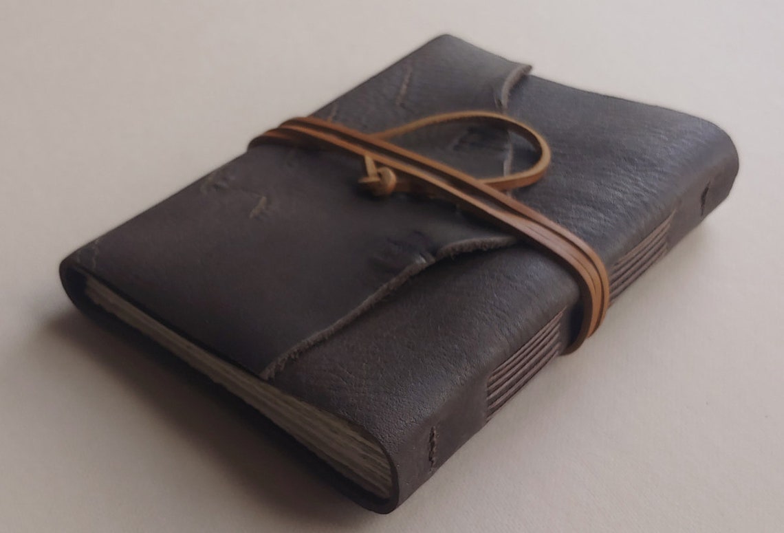 Rugged Distressed Leather Journal 5.5"x 7.5" Charcoal Gray Leather ...