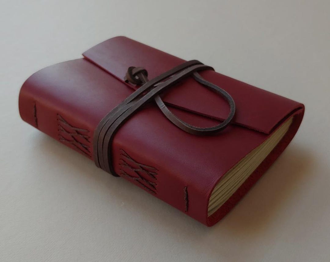 Leather Journal 4" X 6" Deep Red Leather Diary Sketchbook Notebook ...
