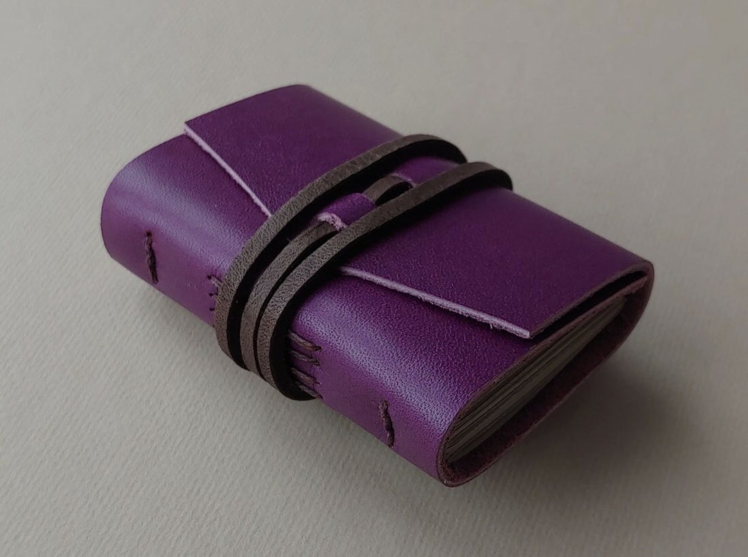 Tiny Leather Journal 2"x 3" Lined Pages Purple Tiny Pocket Journal ...