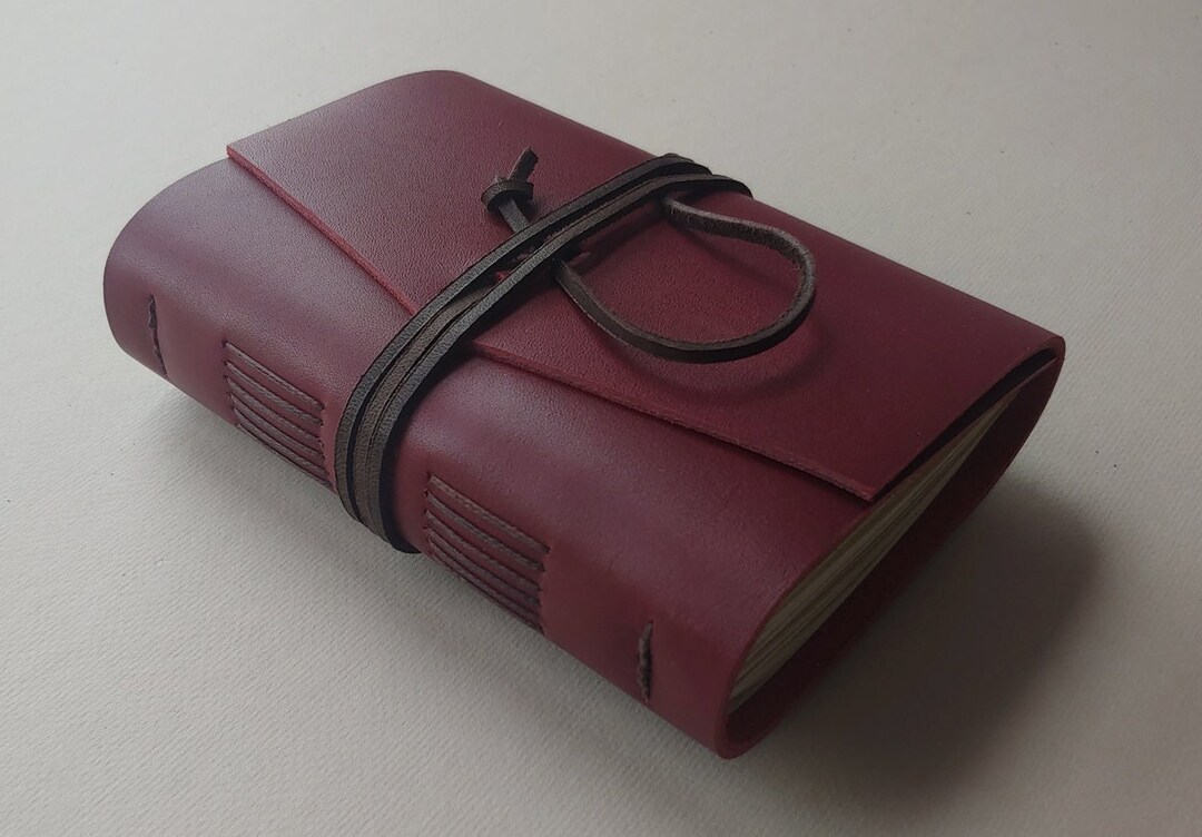 Leather Journal 4" X 6" Deep Red Leather Diary Sketchbook Notebook ...