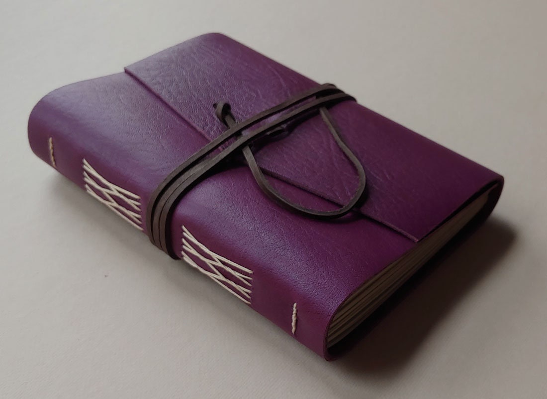 Purple Leather Journal 5.5"x 7.5" Leather Notebook Travel Diary ...