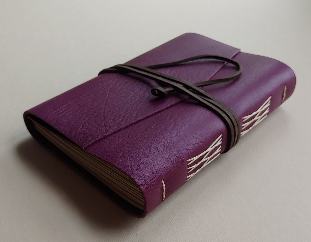 Purple Leather Journal 5.5"x 7.5" Leather Notebook Travel Diary ...