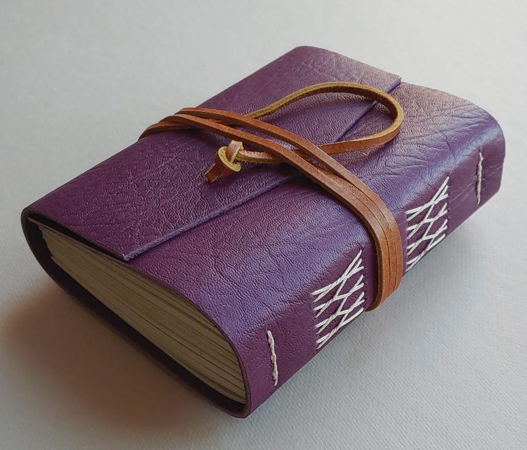 Handmade Leather Journal 4" X 6" 384 Pages Purple Leather Notebook ...