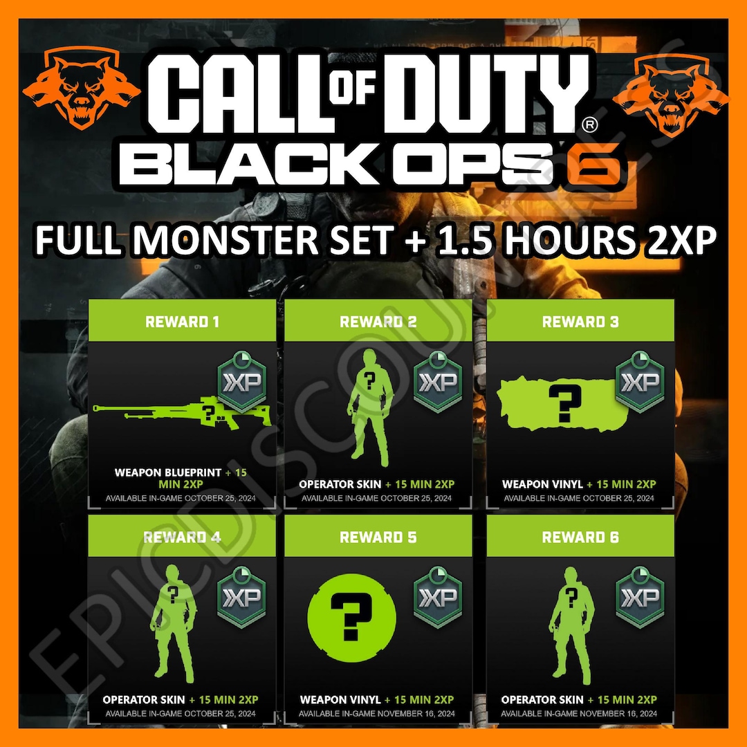 Call of Duty Black Ops 6 BO6 Monster Energy Full Set 1.5h 2XP GLOBAL ...