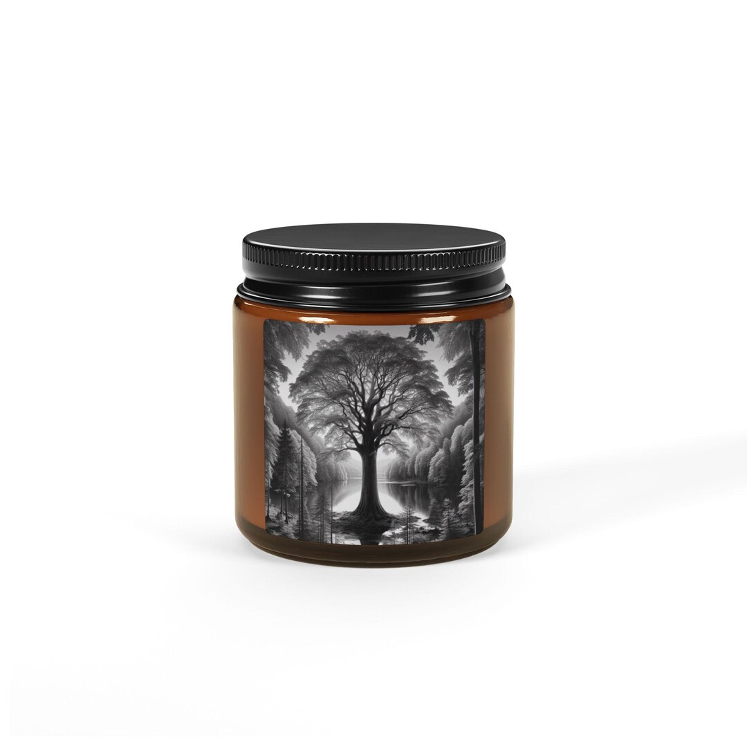 Black and White Family Tree River Design Soy Candle Perfect for Home ...