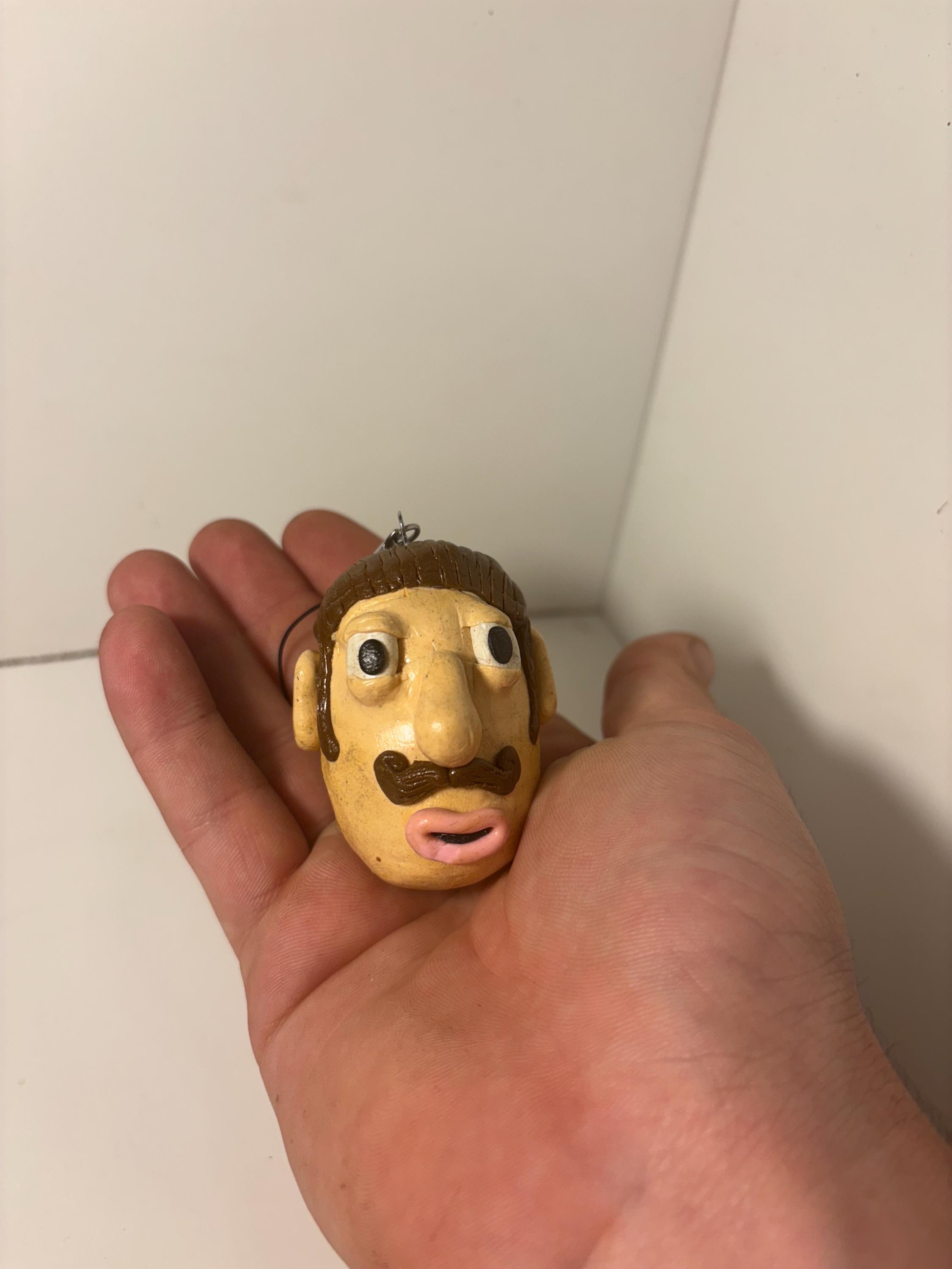 French Face Sculpture Clay Keychain - Etsy