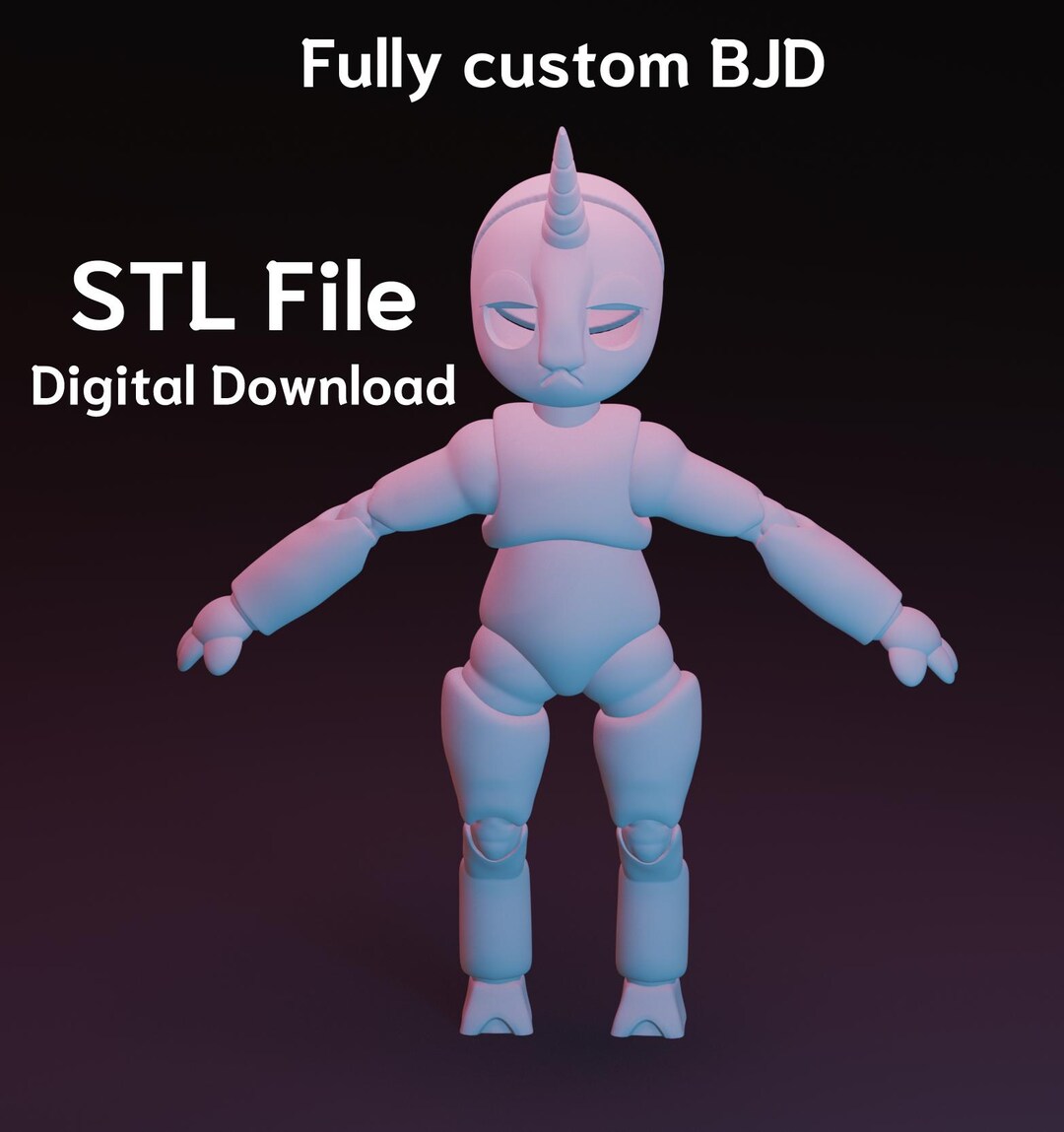 DIGITAL .STL Unicorn Custom BJD, 3D Print File, Ball Jointed Doll Base ...
