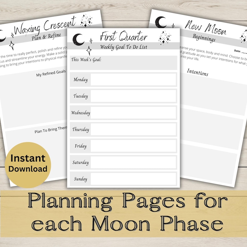 Moon Phases Journal | Full Moon | New Moon| Moon Pdf | Moon Work Book ...