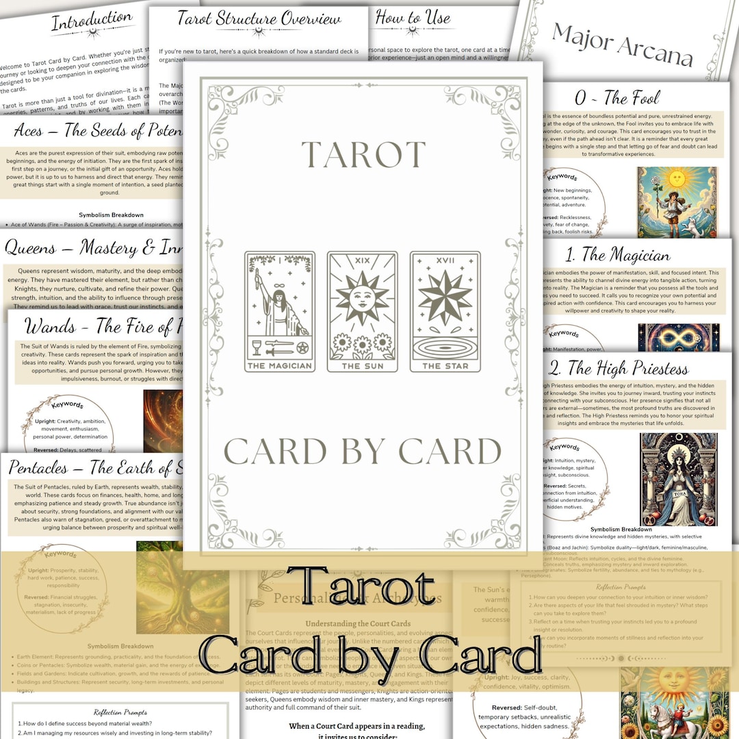 Tarot Card by Card Workbook. In-depth Meanings & Symbolism Workbook ...