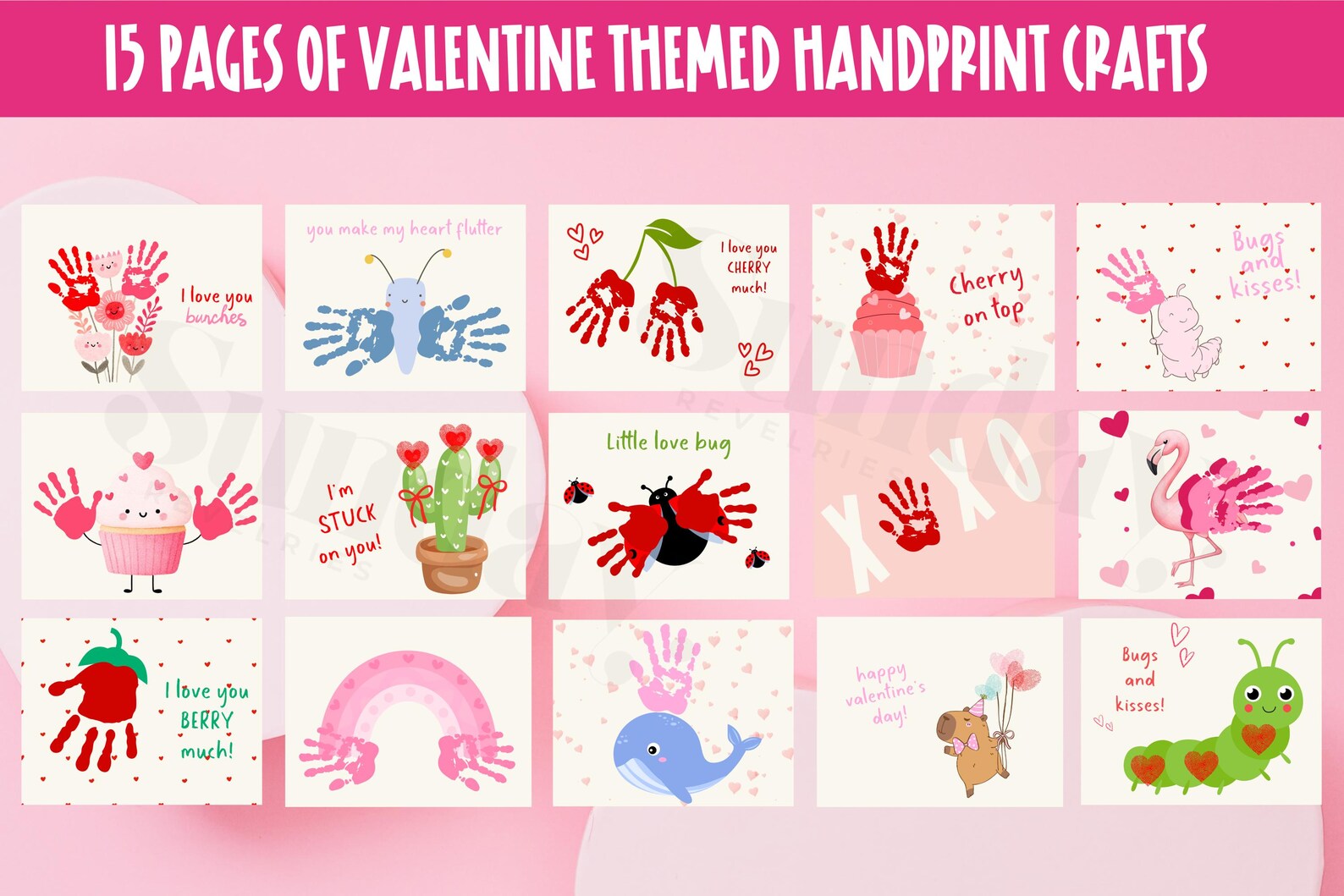 Valentine's Day Handprint Art Bundle, Classroom Valentine Crafts ...