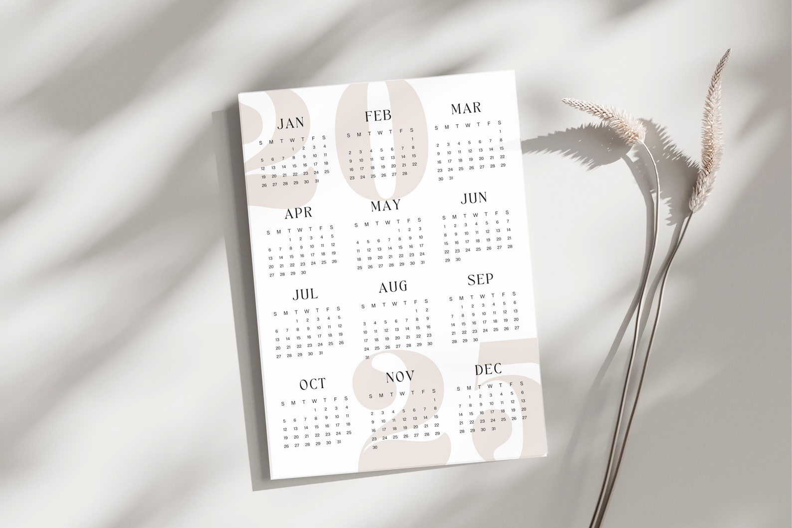 Calendar 2025 Single Page Printable, Minimalist Desk & Wall Calendar ...
