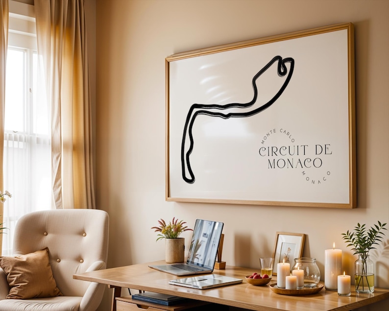 Horizontal Monaco F1 Track Poster: Minimalist Monaco Grand Prix Art ...