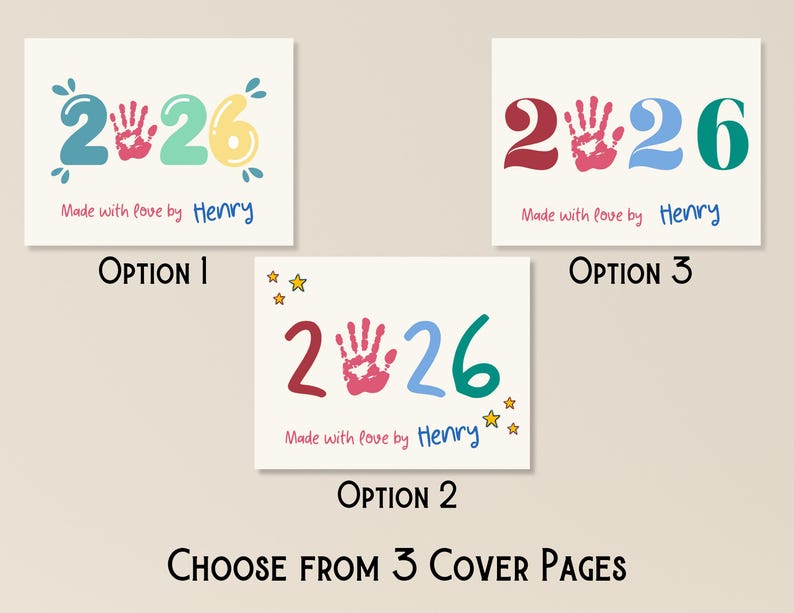 Custom 2026 Handprint Wall Calendar | Kids Art Keepsake Gift - Etsy