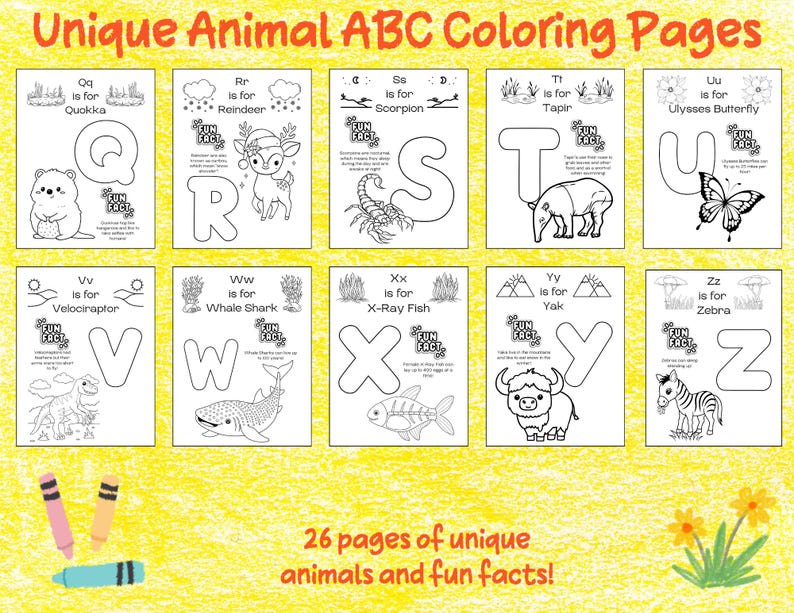 Printable ABC Animal Coloring Pages: Preschool Classroom Worksheet (PDF ...