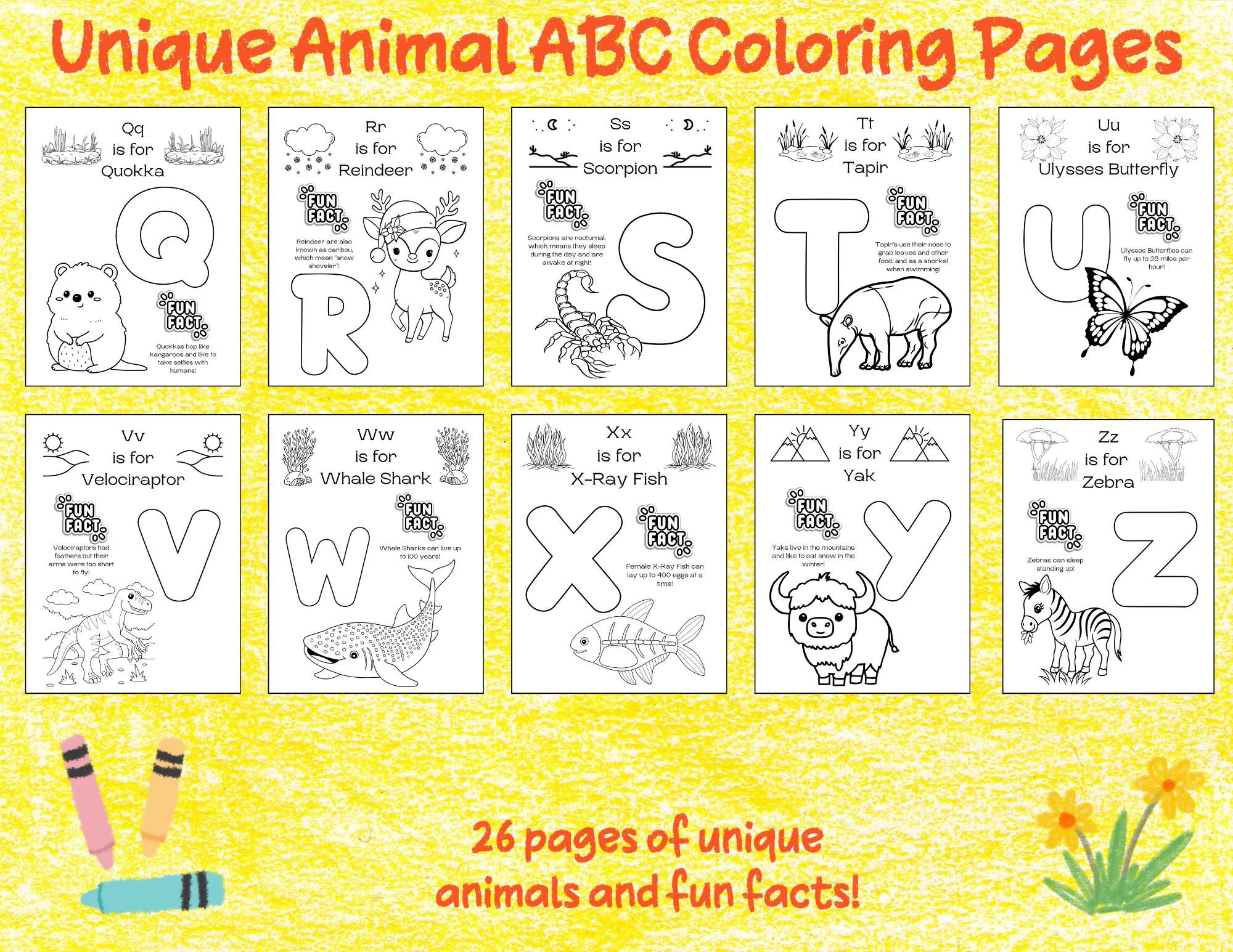 Printable ABC Animal Coloring Pages: Preschool Classroom Worksheet (PDF ...