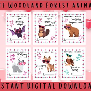 Printable Woodland Forest Animals With Sunglasses Class Valentines ...