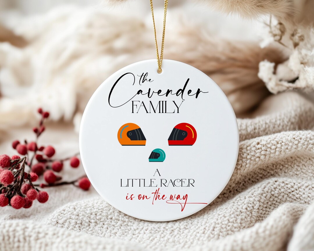 Personalized F1 Baby Announcement Ornament: Racing Helmets, First ...