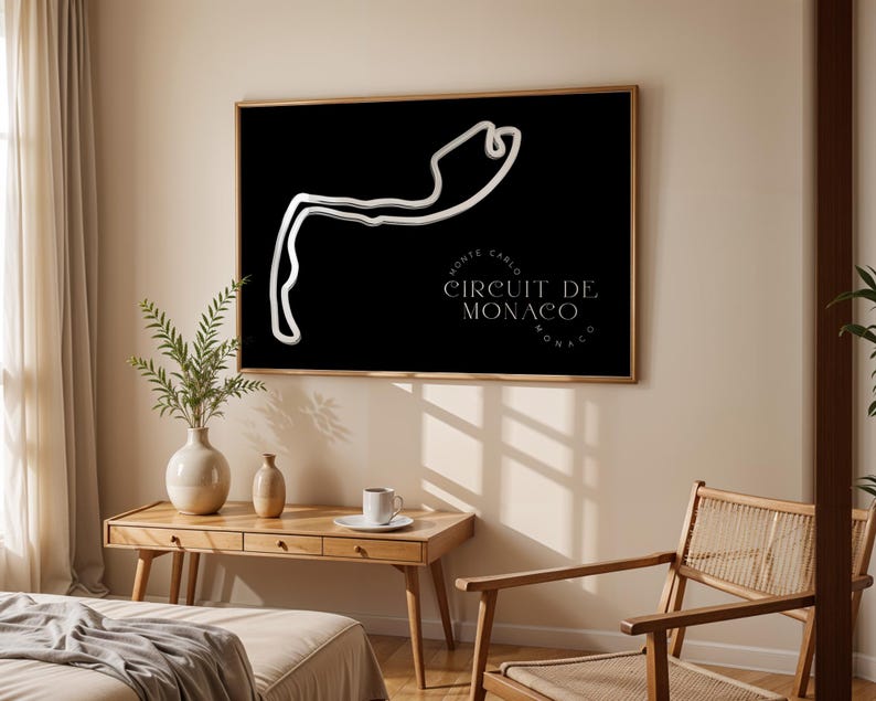 Horizontal Monaco F1 Track Poster: Minimalist Monaco Grand Prix Art ...