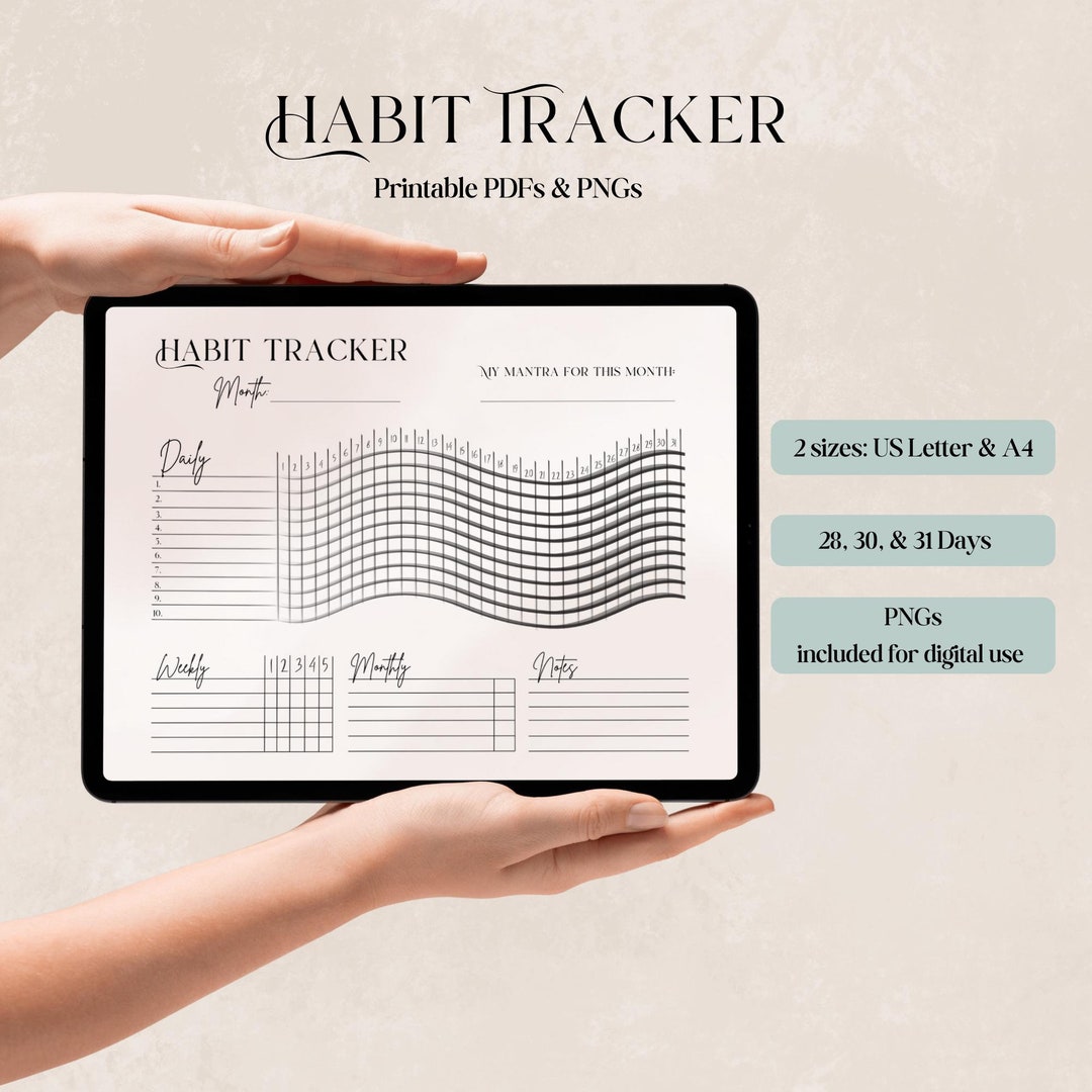 Minimalist Printable Daily Habit Tracker | 2025 Monthly & Weekly ...