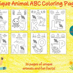 Printable ABC Animal Coloring Pages: Preschool Classroom Worksheet (PDF ...
