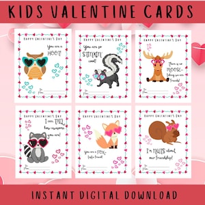 Printable Woodland Forest Animals With Sunglasses Class Valentines ...