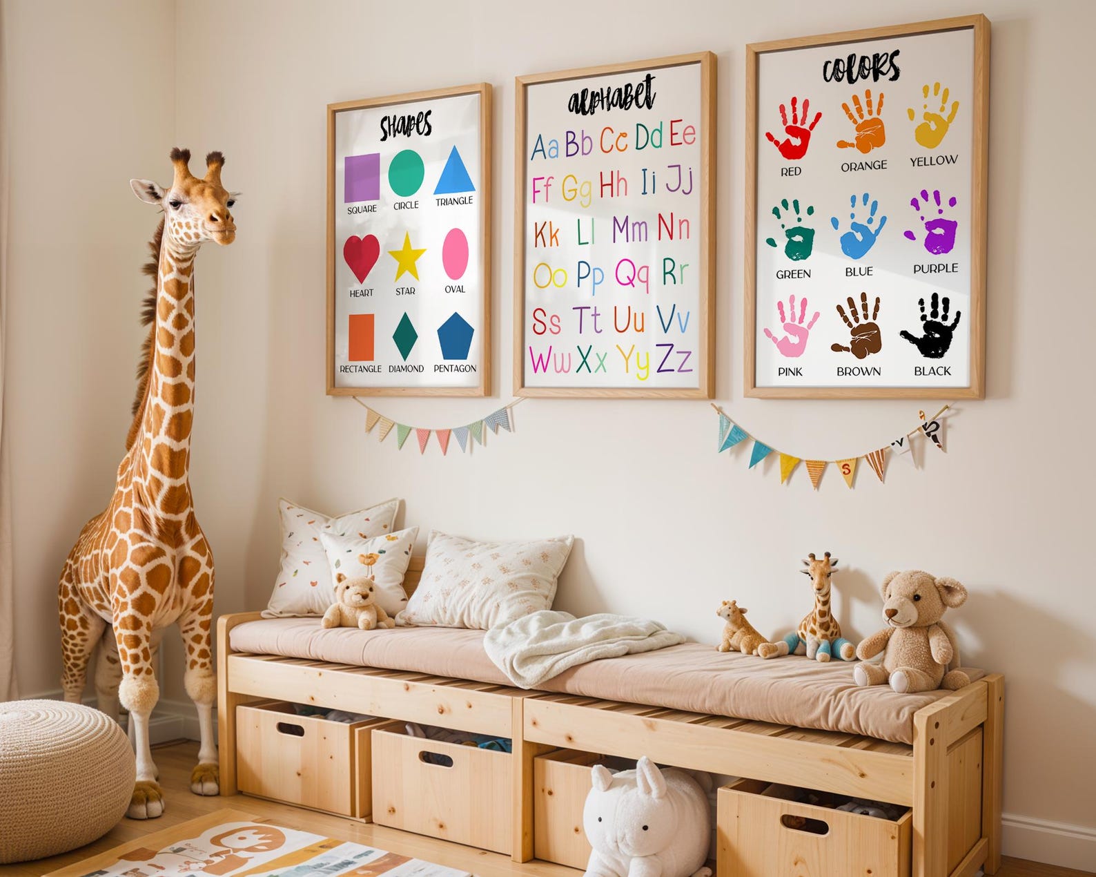 Montessori Educational Posters: Set of 16, Classroom & Playroom Art ...