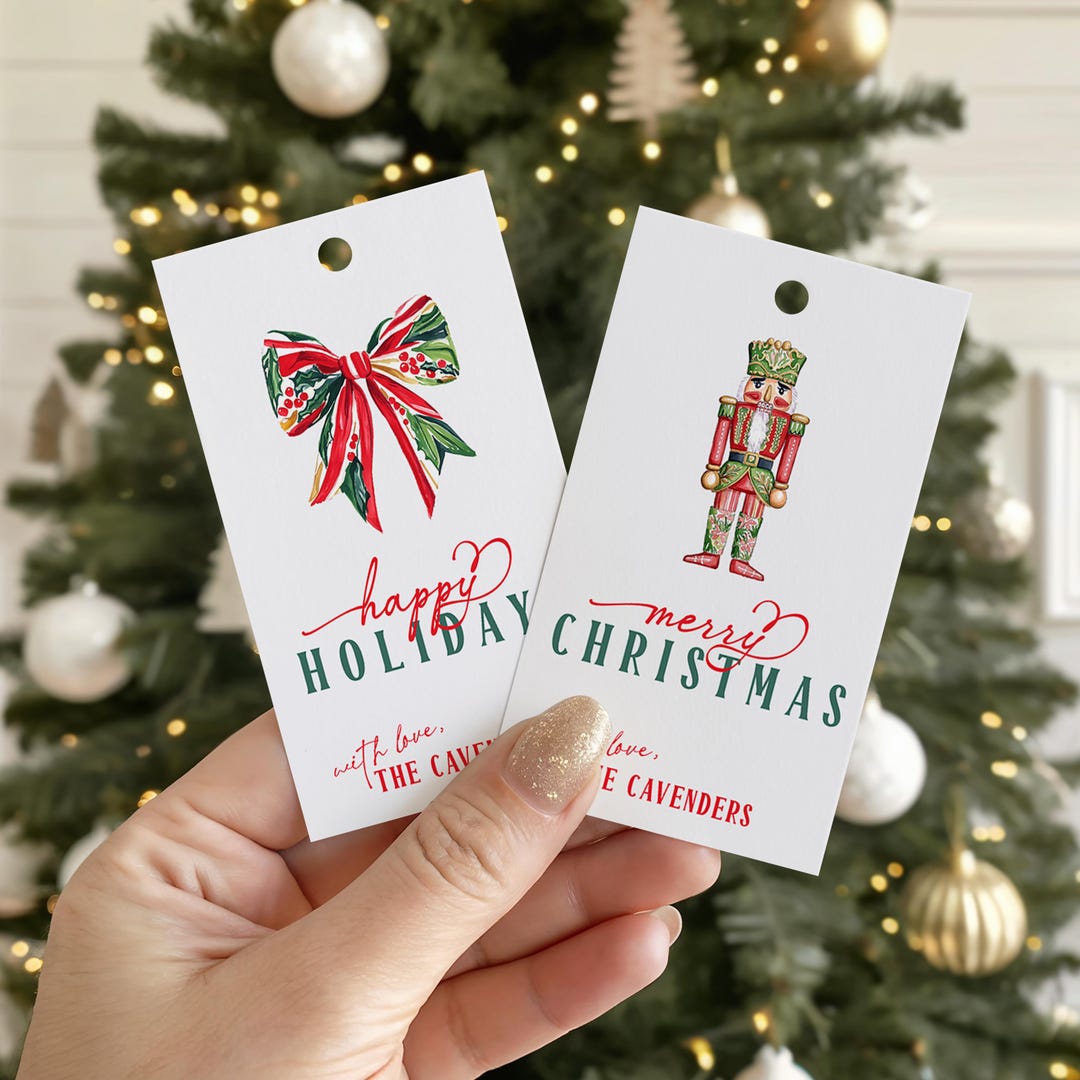 Editable Nutcracker Christmas Gift Tags: Printable Preppy Holiday Tags ...