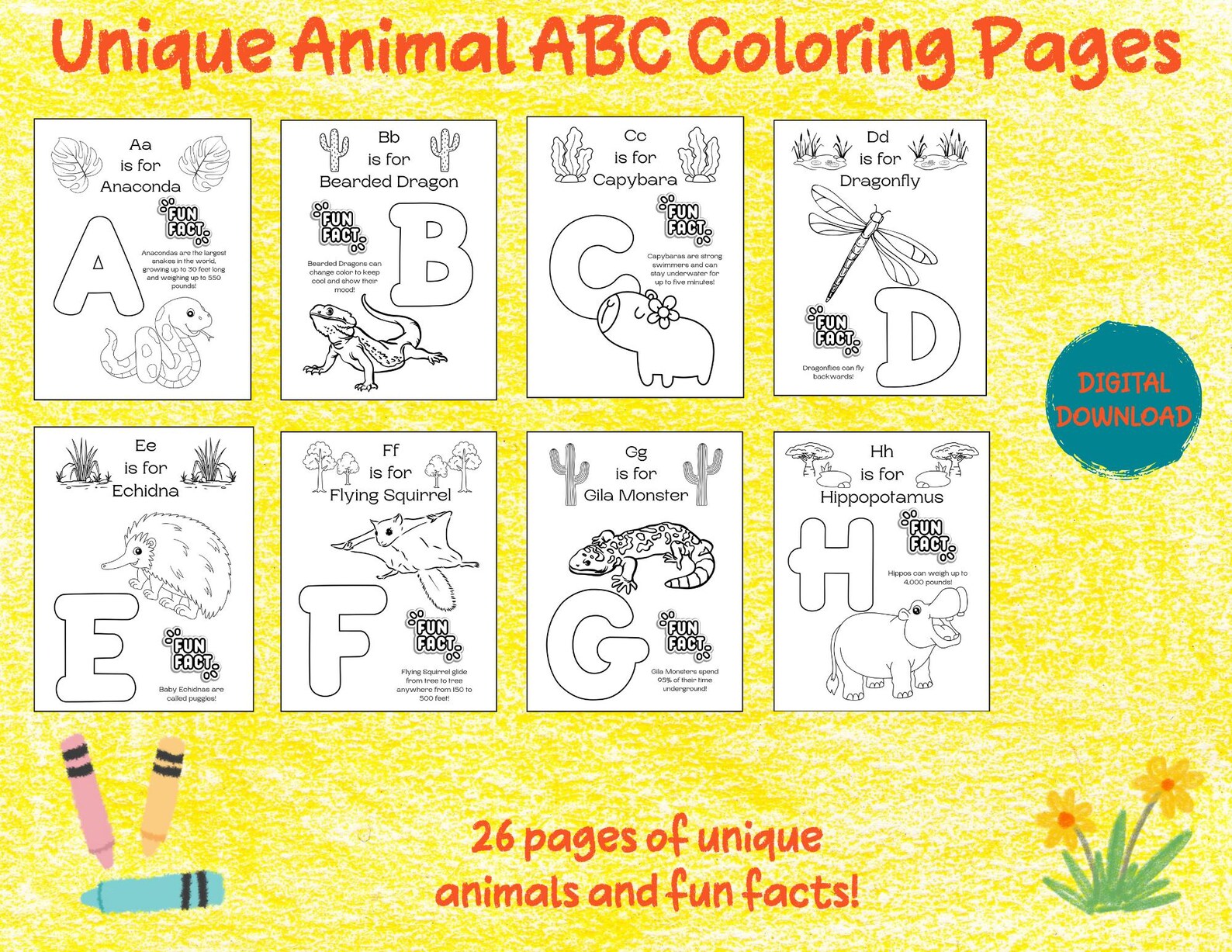 Printable ABC Animal Coloring Pages: Preschool Classroom Worksheet (PDF ...