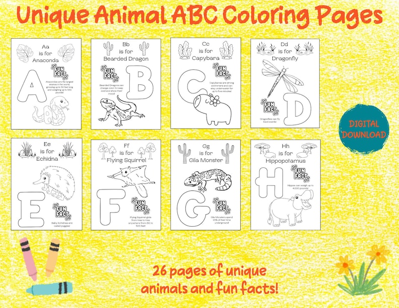 Printable ABC Animal Coloring Pages: Preschool Classroom Worksheet (PDF ...