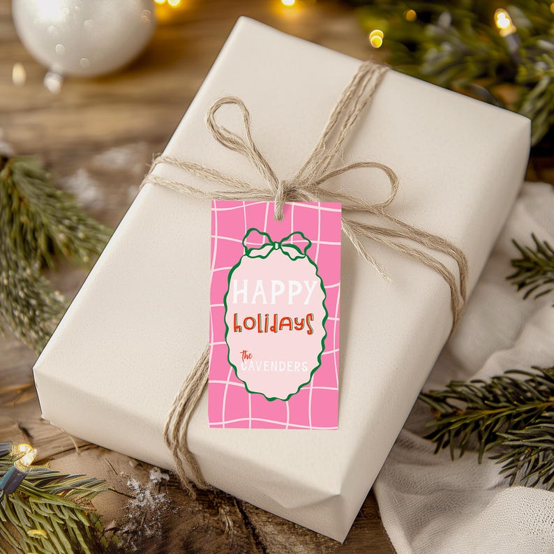 Editable Retro Christmas Gift Tags: Printable Colorful Holiday Tags ...