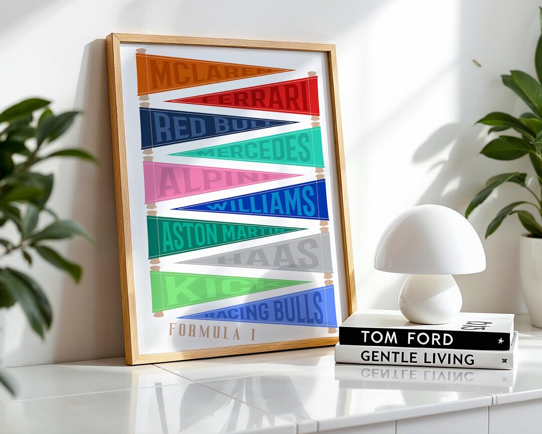 F1 Teams Pennant Flags Poster: Formula One Racing Art (digital Print ...