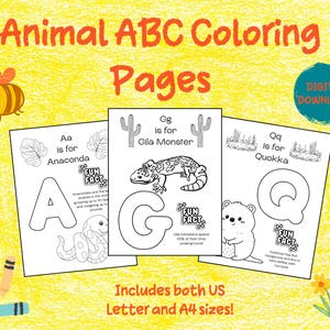 Printable ABC Animal Coloring Pages: Preschool Classroom Worksheet (PDF ...