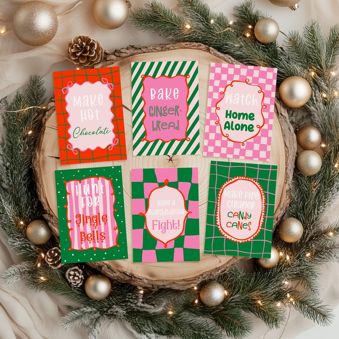 Retro Christmas Advent Activity Cards: Editable Printable Advent ...