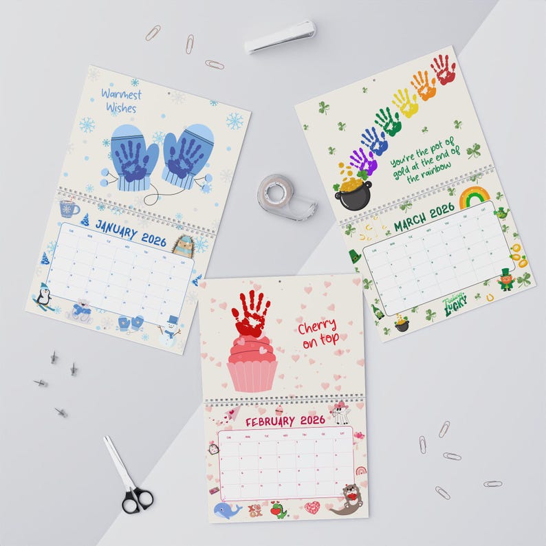 Custom 2026 Handprint Wall Calendar | Kids Art Keepsake Gift - Etsy