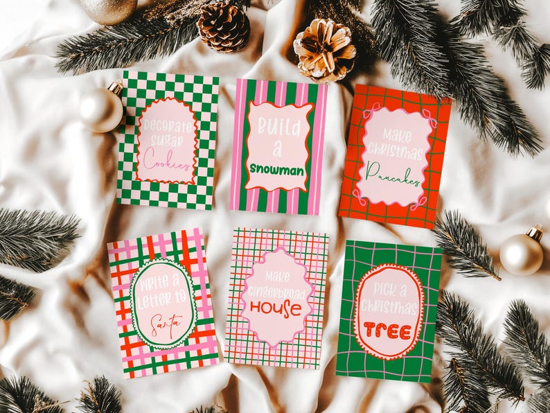 Retro Christmas Advent Activity Cards: Editable Printable Advent ...