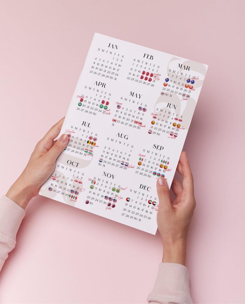 F1 2026 Race Calendar: Single Page Year-at-a-glance (digital Download ...