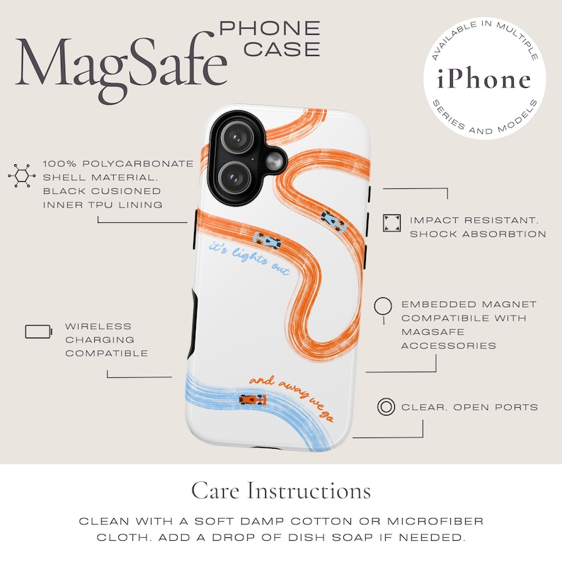 Mclaren F1 Magsafe iPhone Tough Case: Orange & Blue Race Track - Etsy