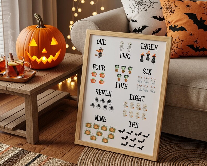 Halloween Number Chart Poster, Kids Classroom Decor (instant Download ...