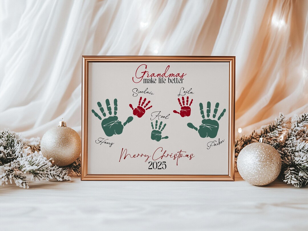 2025 Kids Handprint Printable Grandparent Gift, Grandma Christmas Gift ...