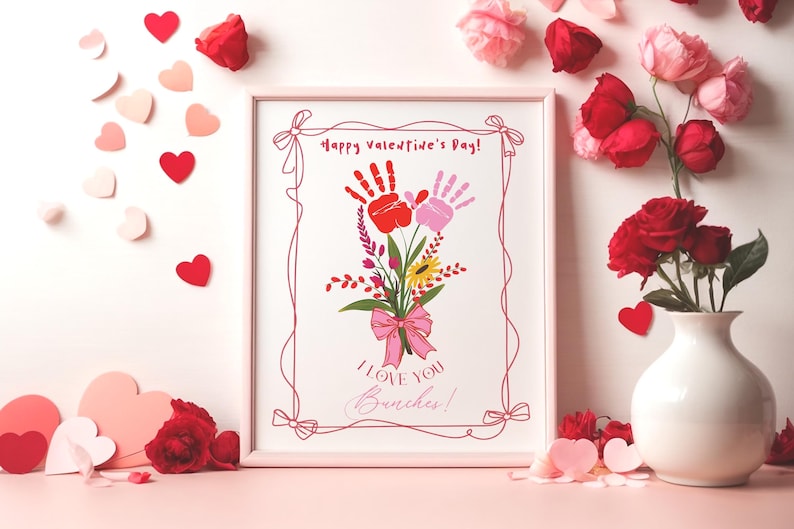 Valentine's Day Handprint Art, Personalized Mom Gift (digital Download ...